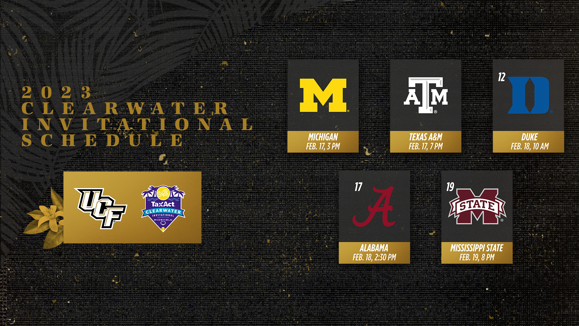 UCF's 2023 Clearwater Invitational Schedule Unveiled - UCF Athletics ...