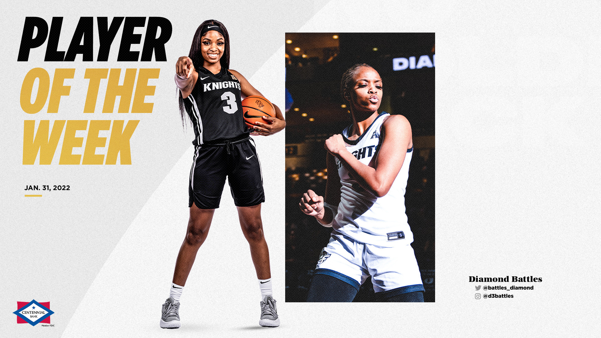 Diamond Battles Named AAC Player of the Week - UCF Athletics - Official ...