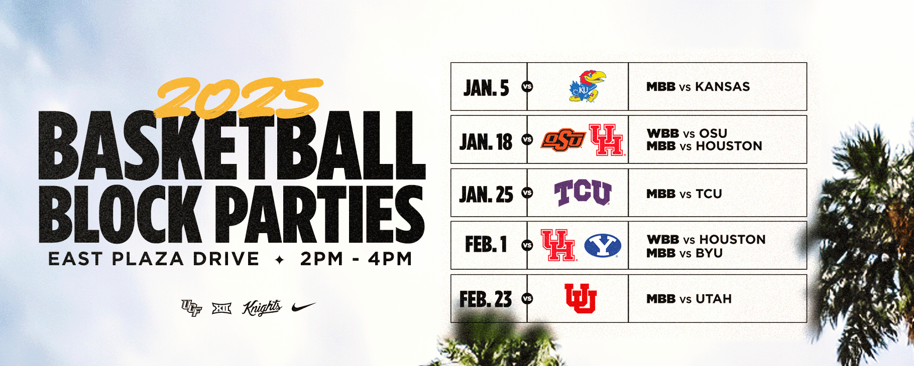 UCF Announces 2025 Big 12 Basketball Block Party Dates - UCF Athletics ...