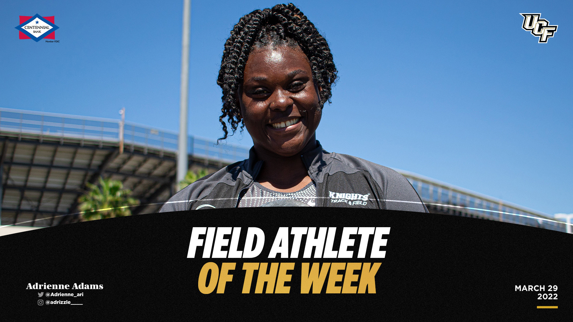 Adrienne Adams Named Field Athlete of the Week - UCF Athletics ...