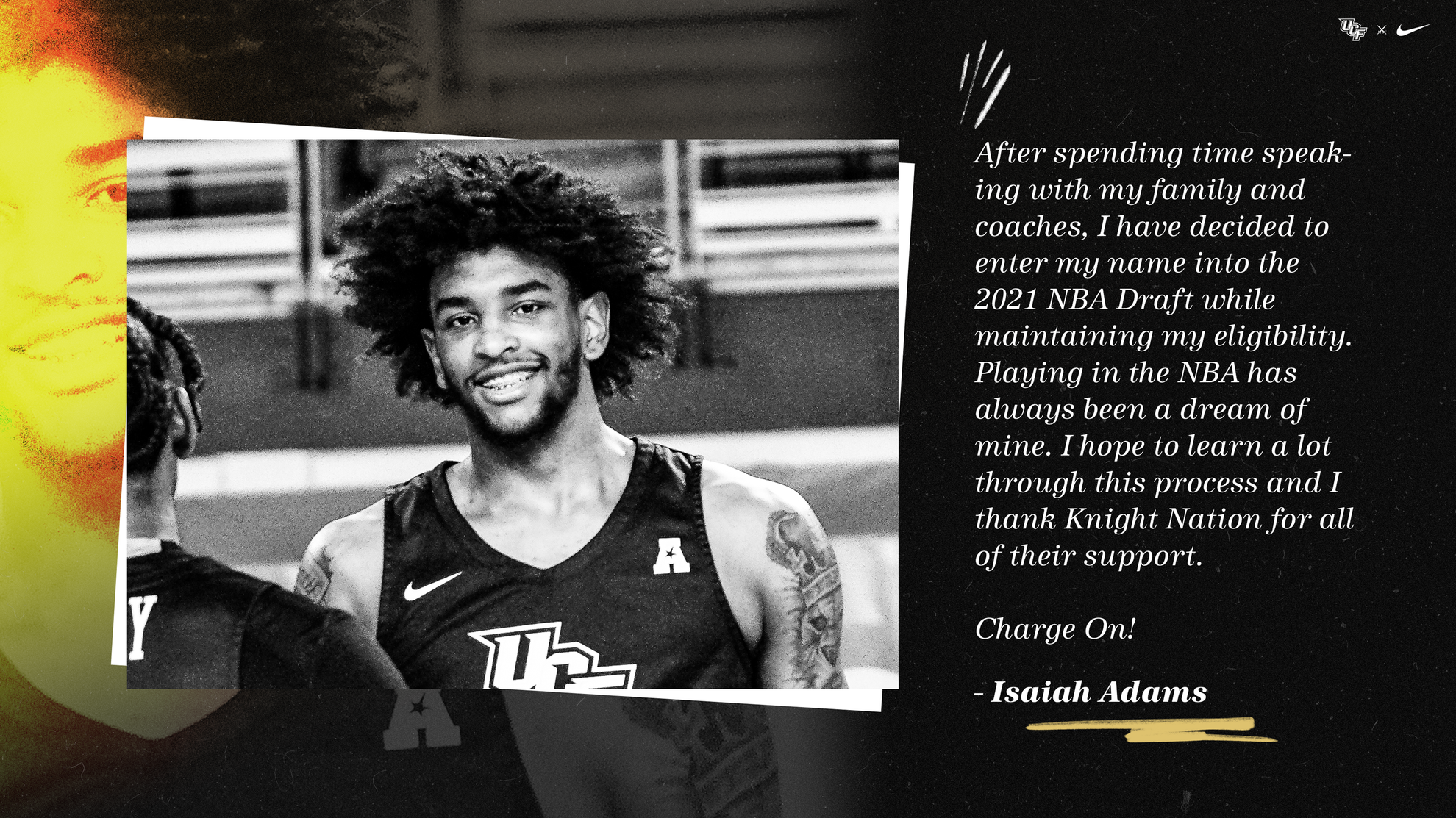 Isaiah Adams to Enter NBA Draft, Maintain Eligibility - UCF Athletics ...